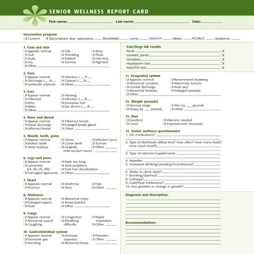 Sr. wellness report card | PDF