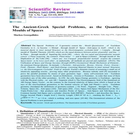 The Ancient-Greek Special Problems, as the Quantization Moulds of Spaces | PDF
