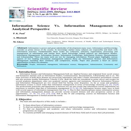 Information Science Vs. Information Management: An Analytical Perspective | PDF