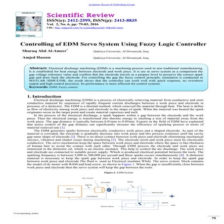 Controlling Of Edm Servo System Using Fuzzy Logic Controller Pdf