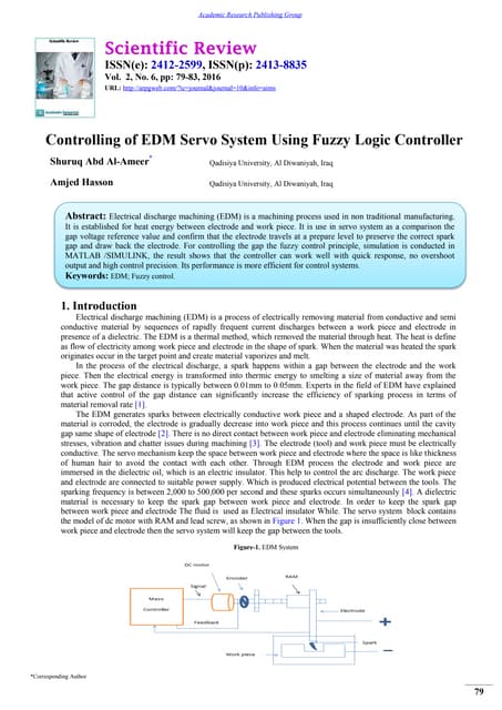 Controlling Of Edm Servo System Using Fuzzy Logic Controller Pdf