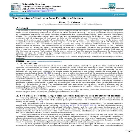 The Doctrine of Reality: A New Paradigm of Science | PDF