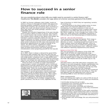 How to succeed in a senior Finance role | PDF
