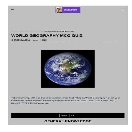 WORLD GEOGRAPHY QUIZ | PDF