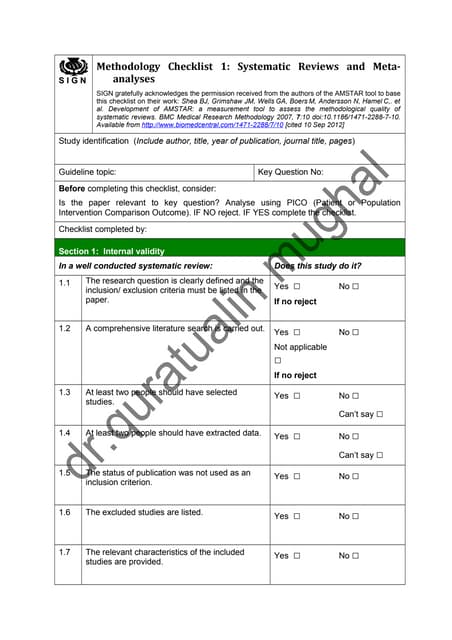 Methodology Checklist: Studies of Diagnostic Accuracy | PDF