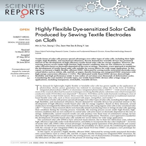 Photovoltaic Solar Textiles.pptx SOLAR TEXTILES | PPTX