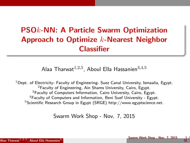 Psok Nn A Particle Swarm Optimization Approach To Optimize K Nearest
