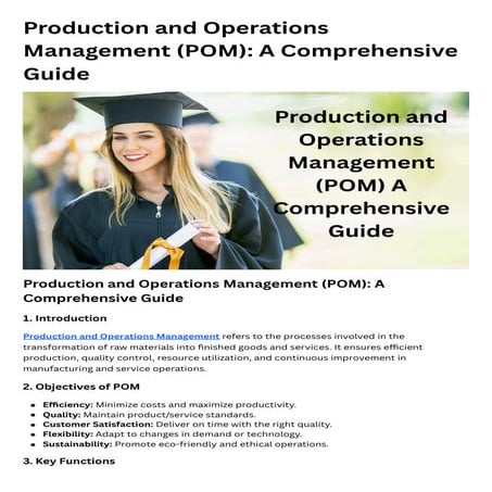 Production and Operations Management (POM): A Comprehensive Guide | PDF