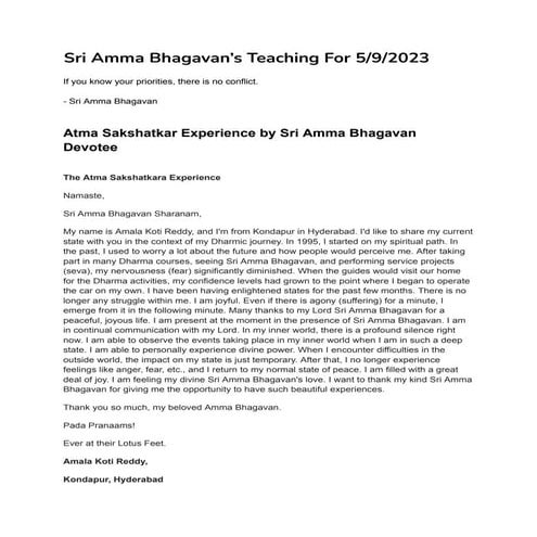 Sri Amma Bhagavan's teaching and miracles - Sep 5th.pdf | Hinduism ...