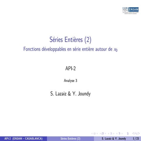 Cours mathématiques analyse 3 Séries entières II | PPT