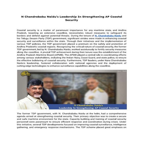 N Chandrababu Naidu’s Leadership In Strengthening AP Coastal Security | PDF
