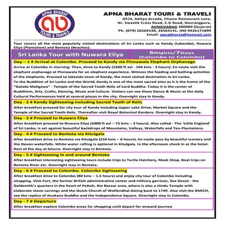 Sri Lanka Tour Package | PDF
