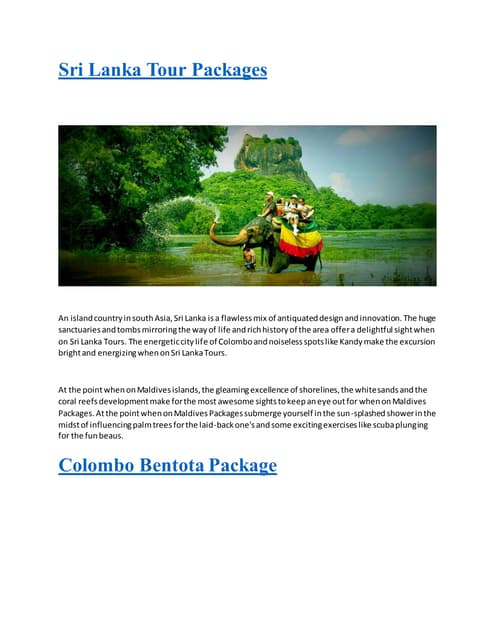 Make the-most-fascinating memories with Sri Lanka Tour Itinerary | PPTX