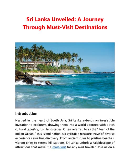 15 Best Places to Visit in Sri Lanka | PDF