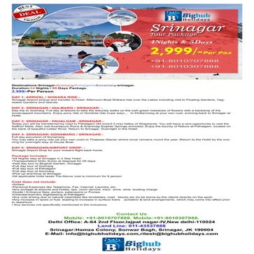 Srinagar tour package | PDF