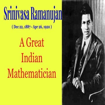 Great Indian Mathematicians Ramanujan