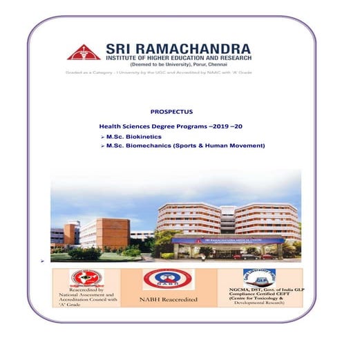Sri Ramachandra University Health Sciences Degree Prospectus | PPT