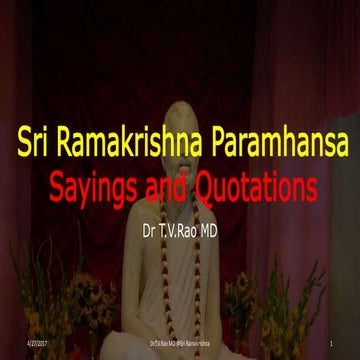 Sri Ramakrishna Paramhansa Sayings and Quotations by Dr.T.V.Rao | PPT