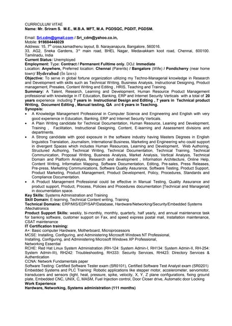 Resume | DOC | Databases | Computer Software and Applications