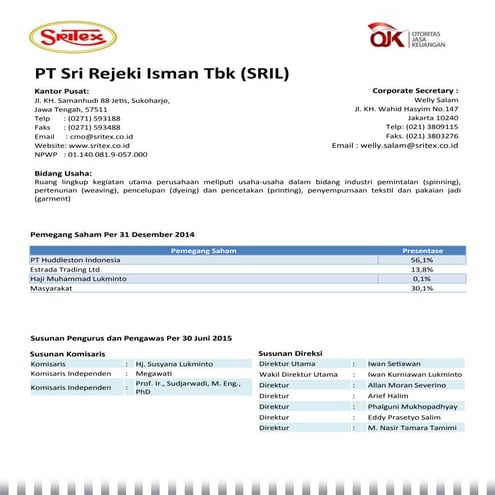 Sri Rejeki Isman Tbk Sril Pdf 6745