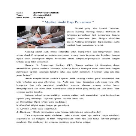 MANFAAT AUDIT BAGI PERUSAHAAN | PDF