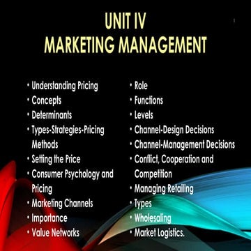 srm aug 25 marketing mgmt unit 4 for BBA and MBA | PPTX