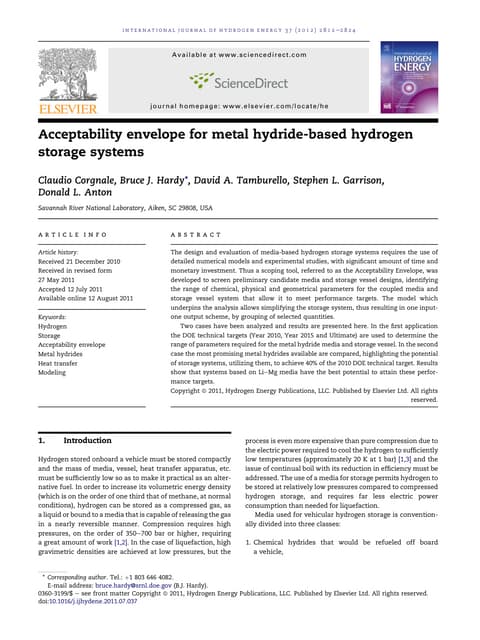 Mechanics of metal hydrides for hydrogen storage | PDF | Chemistry ...