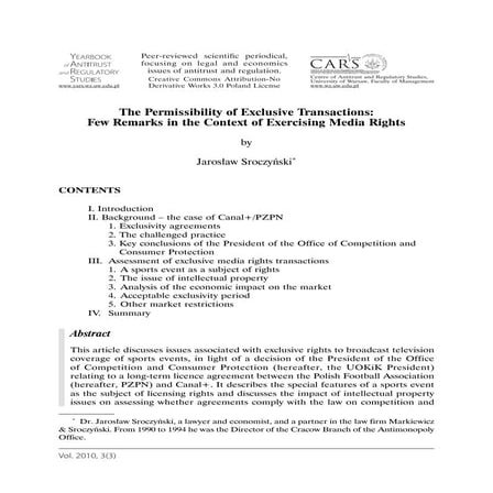 Sroczynski the permissibility of exclusive transactions | PDF | Law