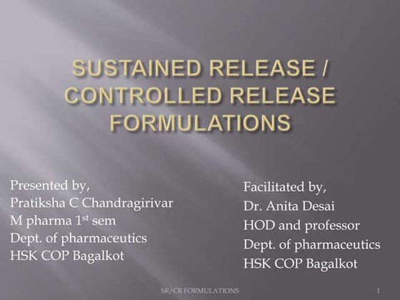 Sustained and Controlled Release (SR/CR) | PDF | Pharmaceutical Drugs ...