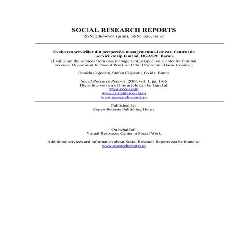 Social Research Reports/Vol1/2009 | PDF