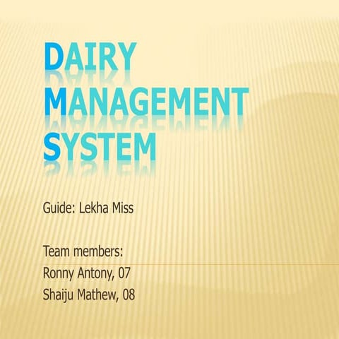 Dairy management system srs documentation | PPTX