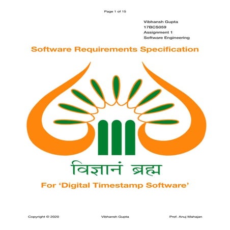 SRS Document for Digital Time Stamping | PDF