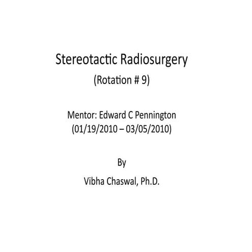 Stereotactic Radiosurgery at UIHC | PDF