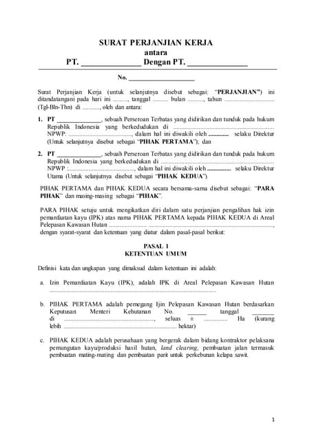 Contoh Perjanjian Kompensasi Kayu Terbaru (Beli Perjanjian, Hub: 08118887270 (WA)) | DOCX