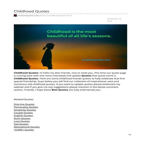 Sruthanquotes.com childhood quotes | PDF