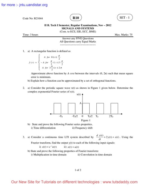 EC202 SIGNALS & SYSTEMS PREVIOUS QUESTION PAPER | PDF