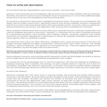 How to write job description to attract talents | PDF