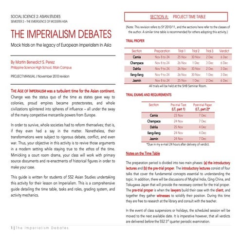 Imperialism Debates Project Manual | PPT