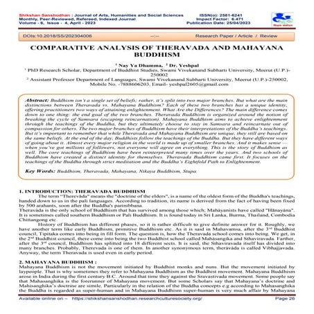 Comparative Analysis of Theravada and Mahayana buddhism | PDF | Free Download