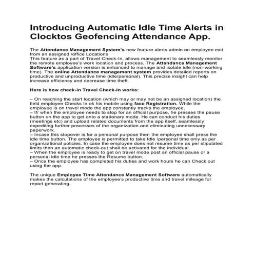 Automatic Idle Time Alerts | DOCX
