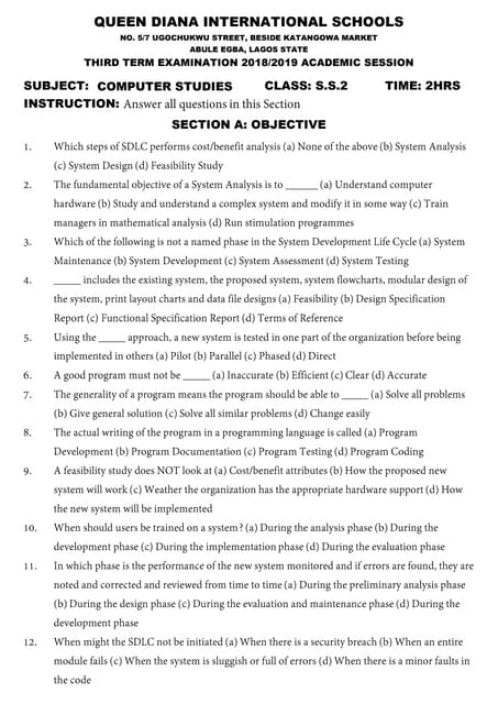 SS2 DATA PROCESSING PRACTICAL EXAMINATION (FIRST TERM) | DOCX ...
