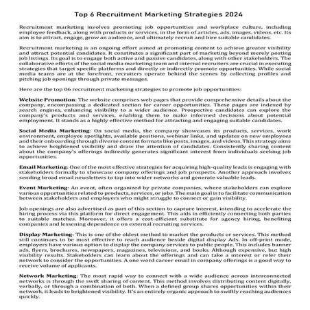 Top 6 Recruitment Marketing Strategies 2024 | PDF