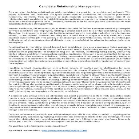 Candidate Relationship Management in Recruitment | PDF