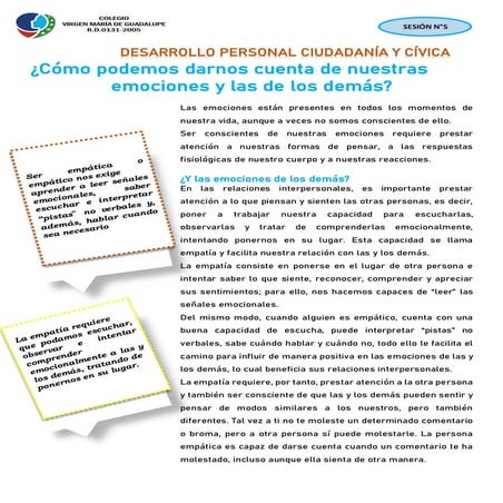 SS 5 - COMO PODEMOS DARNOS CUENTA DE NUESTRAS EMOCIONES Y LAS DE LOS ...