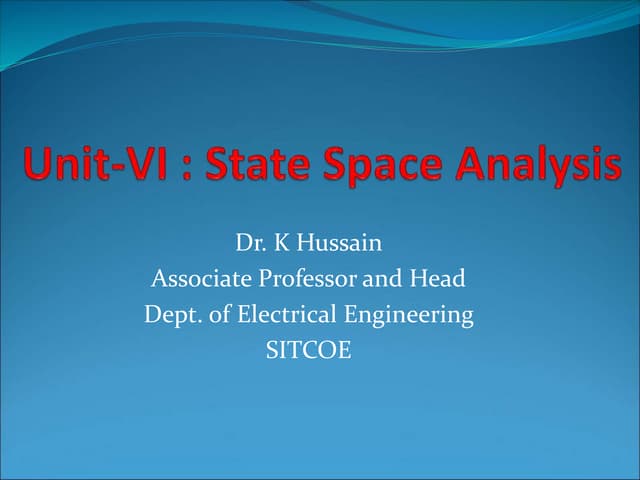 State Space Analysis Ppt