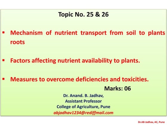 Nutrient Movement in Soils- Nutrient Absorption By Plants Mechanistic ...