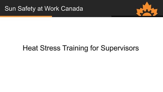 -- Heat Stress -- Training PPT | PDF | First Aid | Injuries