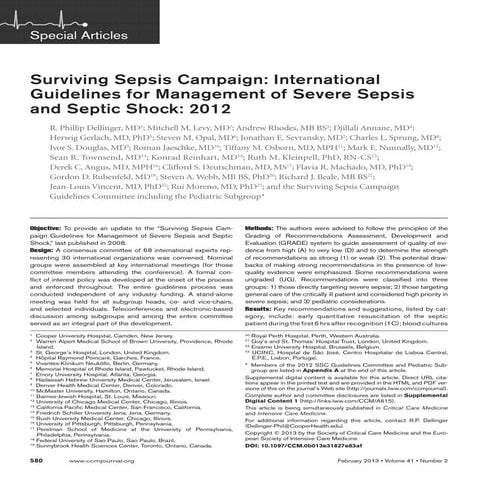 Surviving sepsis campaign guidelines 2012 | PDF
