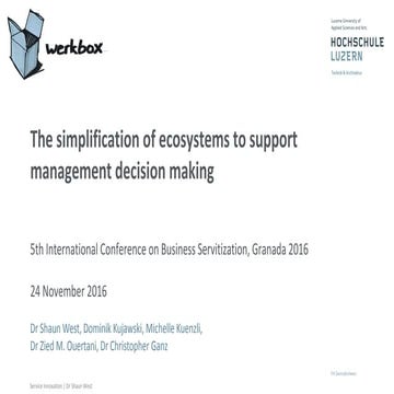 The simplification of ecosystems to support management decision making ...