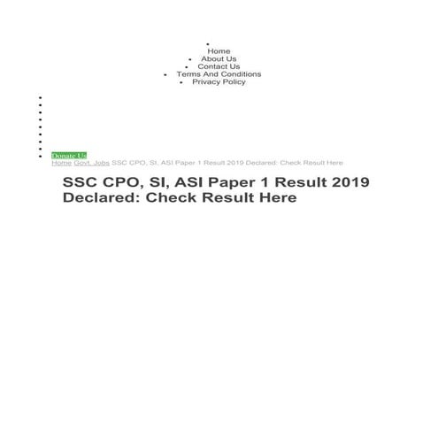 Ssc cpo, si, asi paper 1 result 2019 declared check result here | PDF